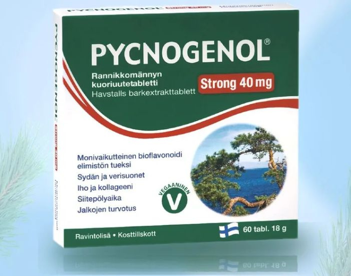 Pycnogenol Strong 40 mg, Пикногенол экстракт коры приморской сосны, 60 ...