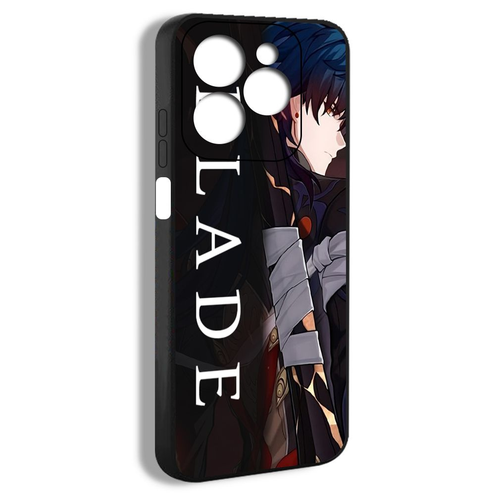 чехол для Tecno Spark 20 Блейд Хонкай Стар рейл Honkai Star Rail Blade рисунок черный Ablr2