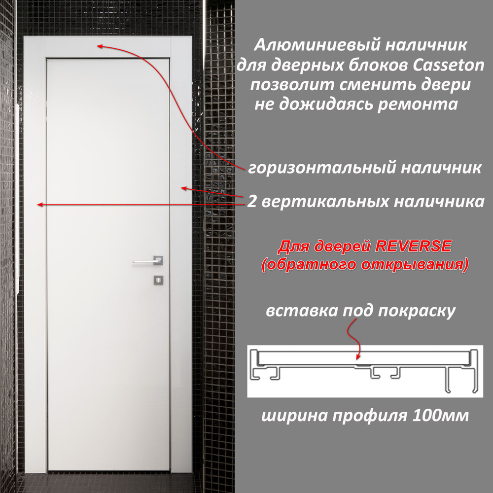 Наличник для двери 800х2100 REVERSE на одну сторону со вставкой под ...
