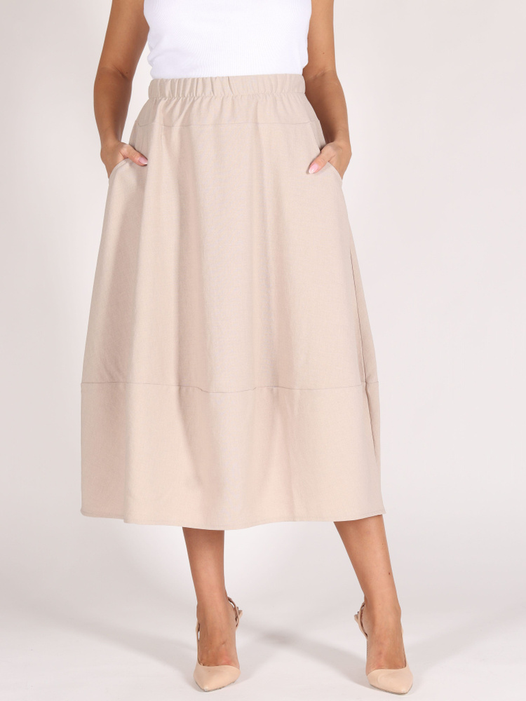 Юбка Женский Banzo бежевый, светло-бежевый Полиэстер, Лён, размер 56 ...