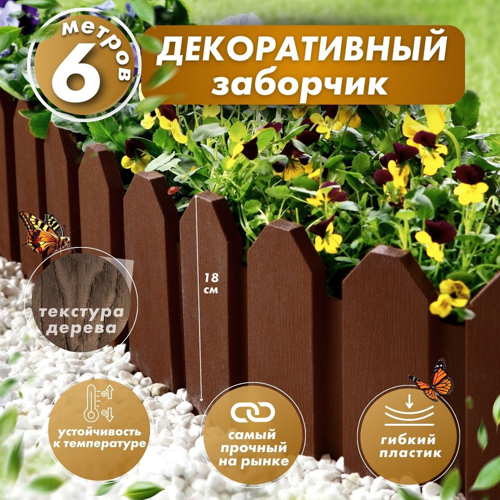 Бордюр садовый GUSEV GARDEN ABS пластикх18 см купить по доступной цене с доставкой в интернет ...