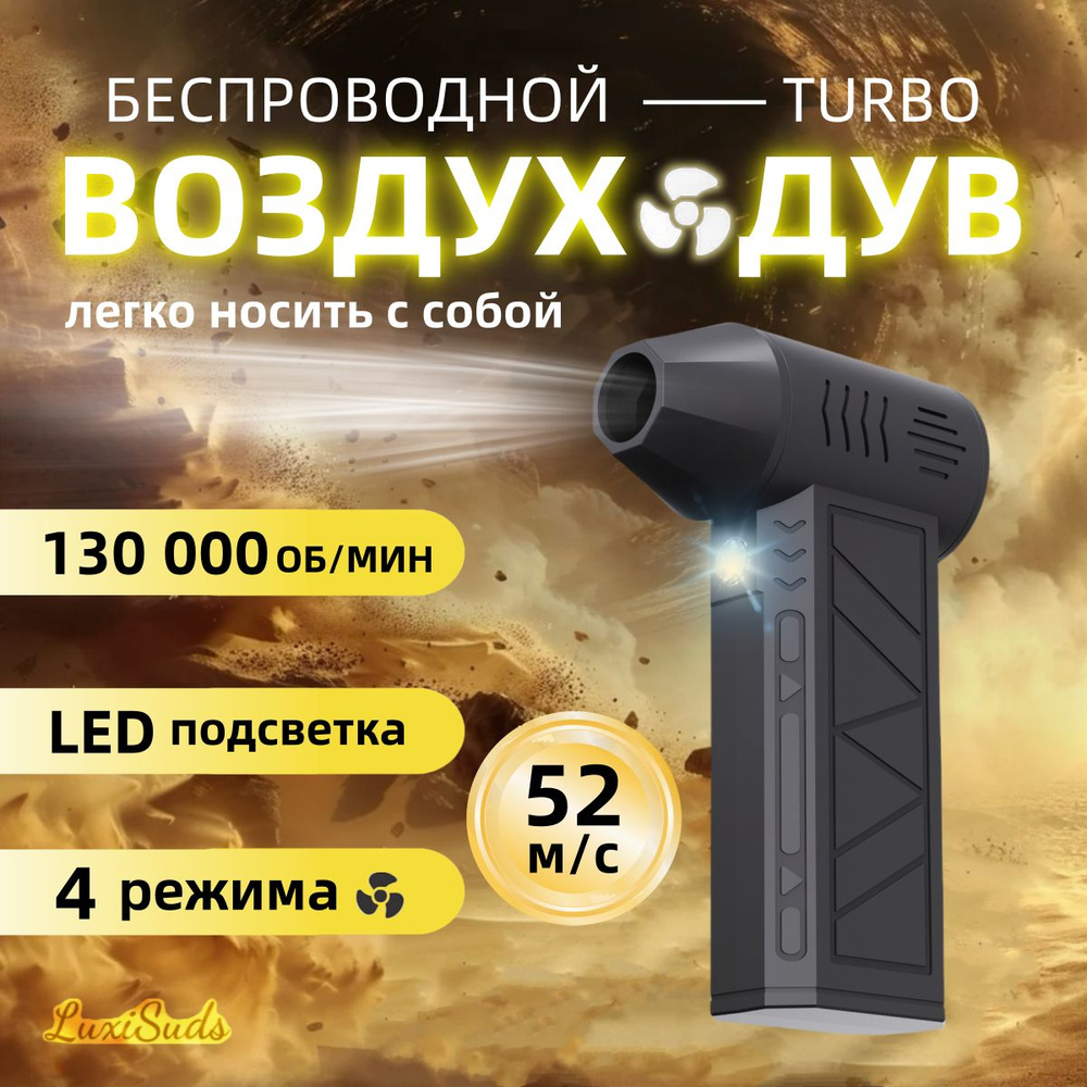 воздуходувка портативная/ ветродуйка аккумуляторная/ турбовентилятор ...