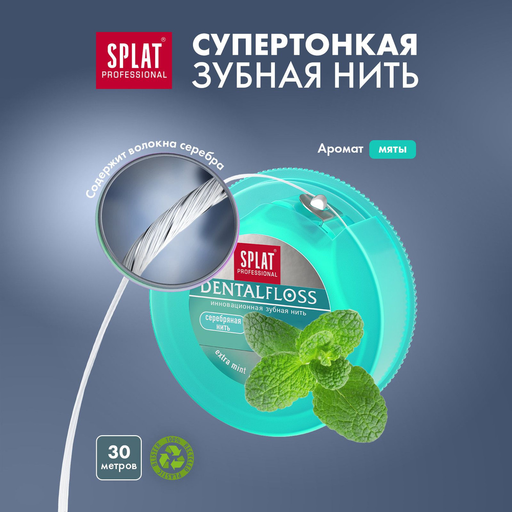 Зубная нить Splat Professional Dental Floss вощеная с ароматом мяты ...