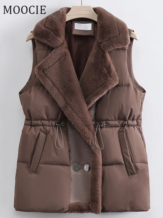 Жилет Женский MOOCIE кофе Полиэфирное волокно, размер 46, 48 Повседневный Полиэфирное волокно ...
