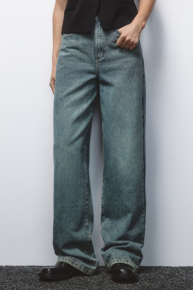 Джинсы Женский Befree серый, синий прямые Джинс, размер 42 свободный Молния Высокая, рост 170 ...