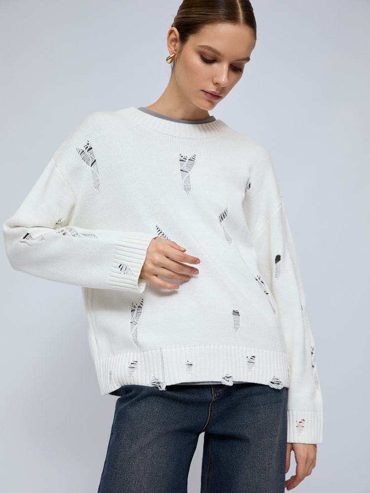 Свитер Женский Zolla слоновая кость Хлопок, Акрил, размер 48 Длинный Китай купить c доставкой на ...