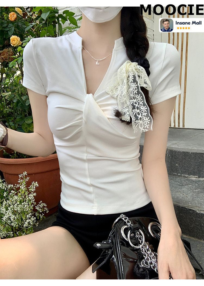 Кроп-топ Женский MOOCIE белый, размер 42 Китай купить c доставкой на OZON по низкой цене ...