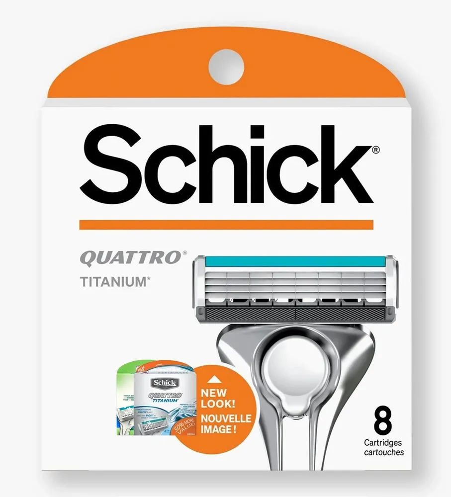 Сменные кассеты для бритья Schick QUATTRO Titanium & Diamond, 8 шт ...