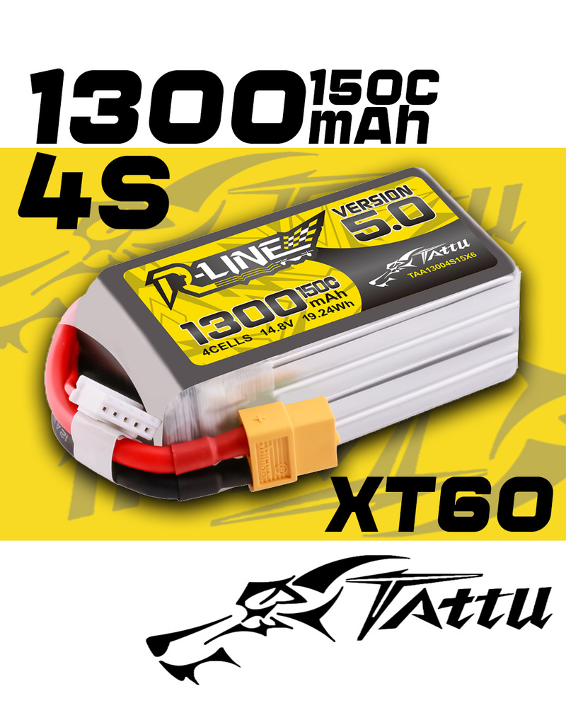 Аккумулятор Tattu R-Line V5.0 1300mAh 4S 150C 14.8V XT-60 Lipo купить на OZON по низкой цене ...