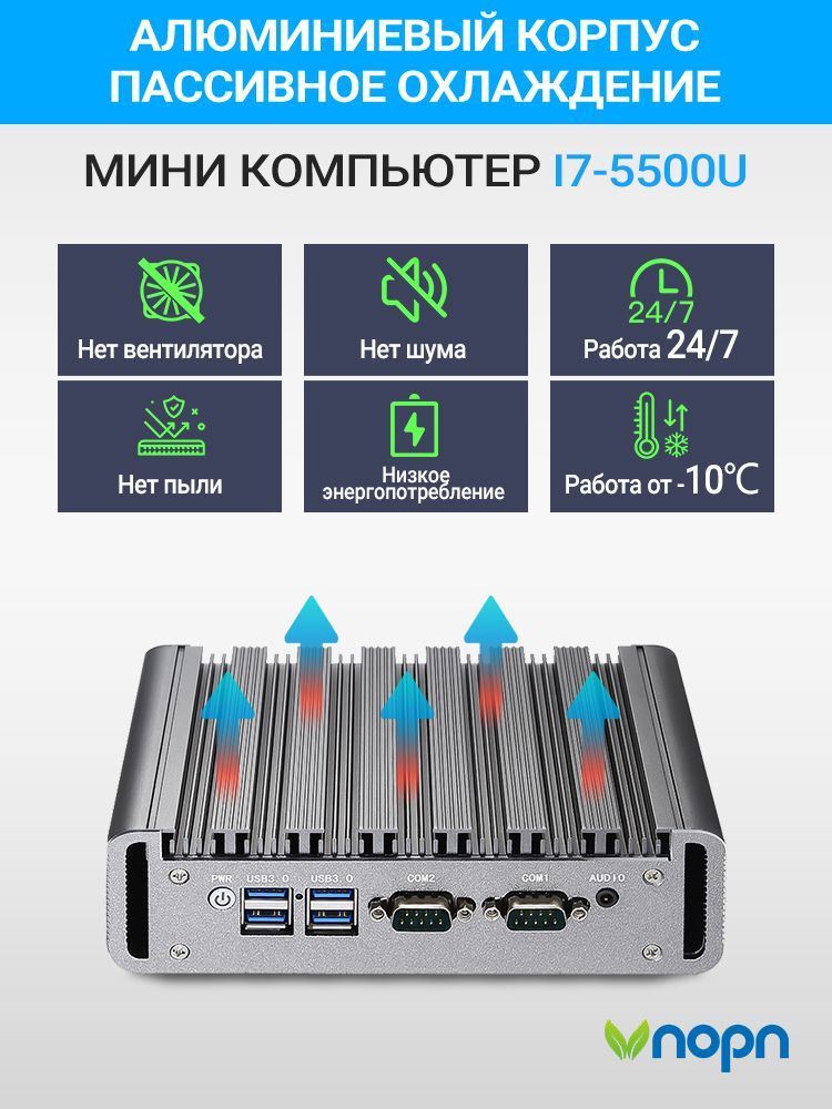 VNOPN Мини-ПК FG31 (Intel Core i7-5500U, RAM 8 ГБ, SSD 128 ГБ, Intel HD Graphics 5500, Windows ...