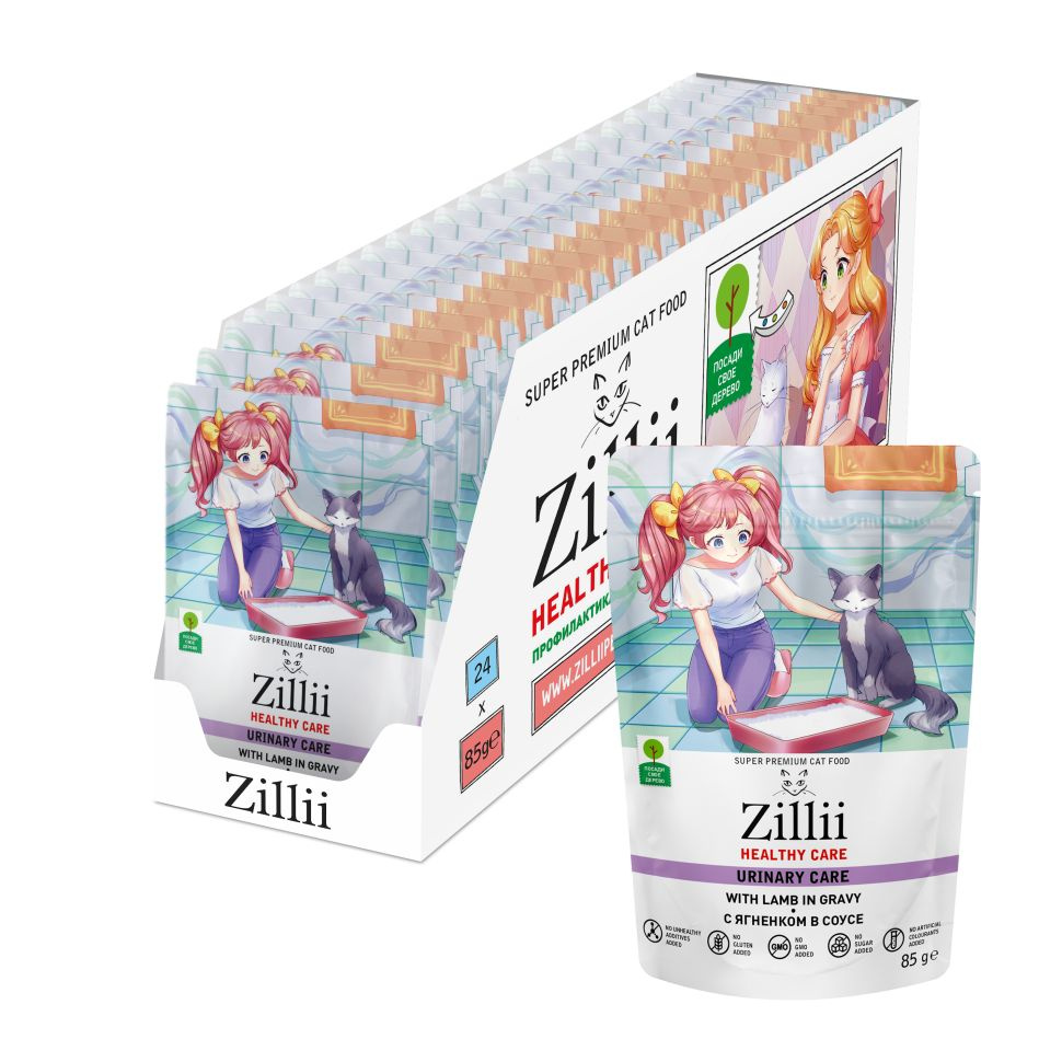 Zillii Healthy Care Urinary Care влажный корм для взрослых кошек, РН контроль, с ягненком в ...
