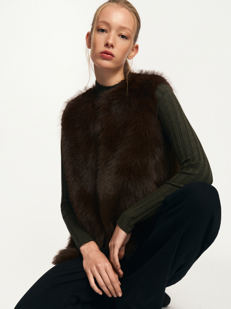 Жилет утепленный Женский Zolla коричневый, размер 46 Полиэстер, рост 164-176 Китай купить c ...