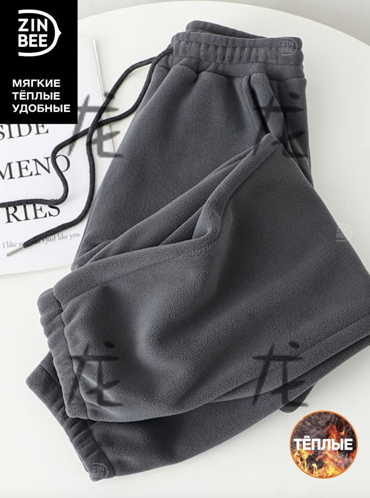 Брюки утепленные Женский ZinBee темно-серый Искусственная байка, Лавсан Повседневный, размер 46 ...