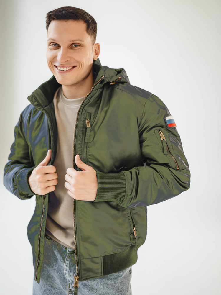 Куртка Мужской Corbona Капюшон, Карманы светлый хаки стойка Плащевка, размер 68 Длинный куртка ...