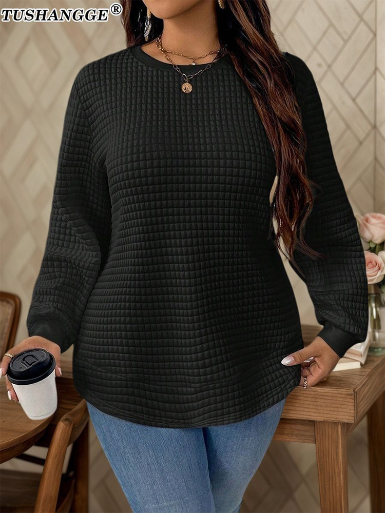 Джемпер Женский черный Полиэстер, размер 64, 66 Без застежки свободный Длинный Однотонный ...