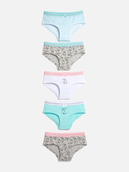 Комплект трусов Девочки Acoola слипы Трикотаж серый, голубой, размер 98, 104 Средняя Китай ...