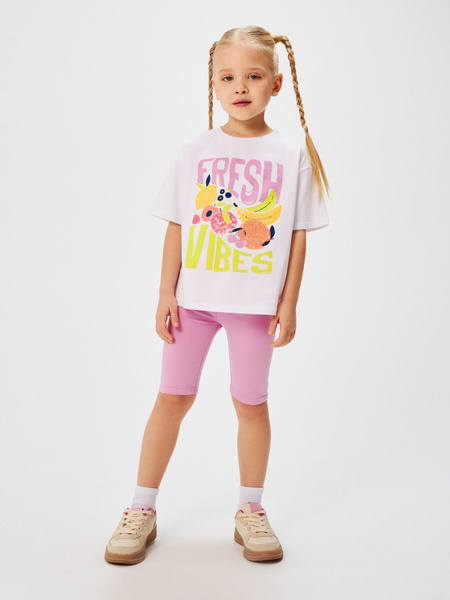 Комплект одежды Девочки Acoola Повседневный розовый, белый, размер 122 Трикотаж Китай На любой ...