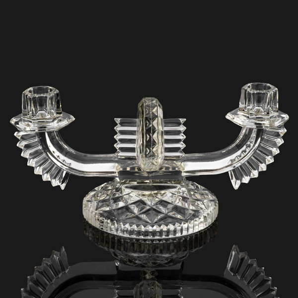 Подсвечник винтажный на две свечи в стиле ар-деко, Feigl & Morawetz Sklo в городе Либоховице ...