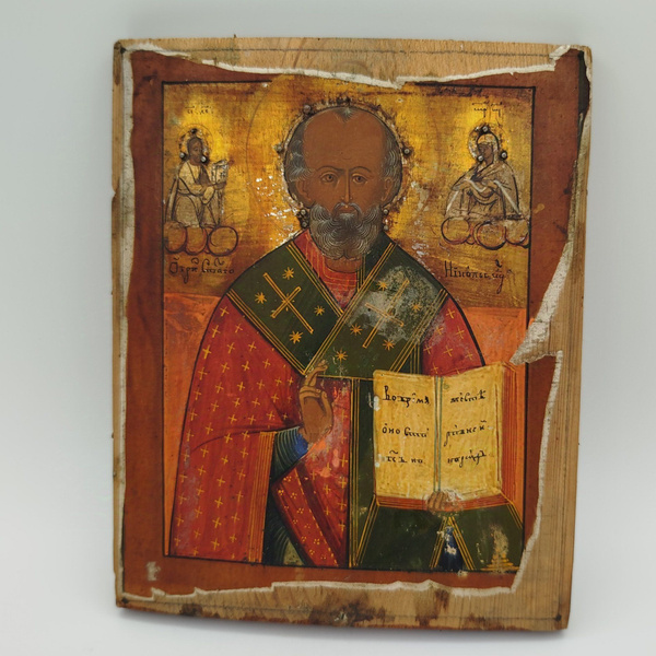 Икона Св. Николай Чудотворец извод Никейское чудо, дерево, левкас, темпера, золочение ...