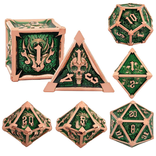 DnD Skull&Dragon Metal Dice Set,кубики метал для DnD и настольных ...