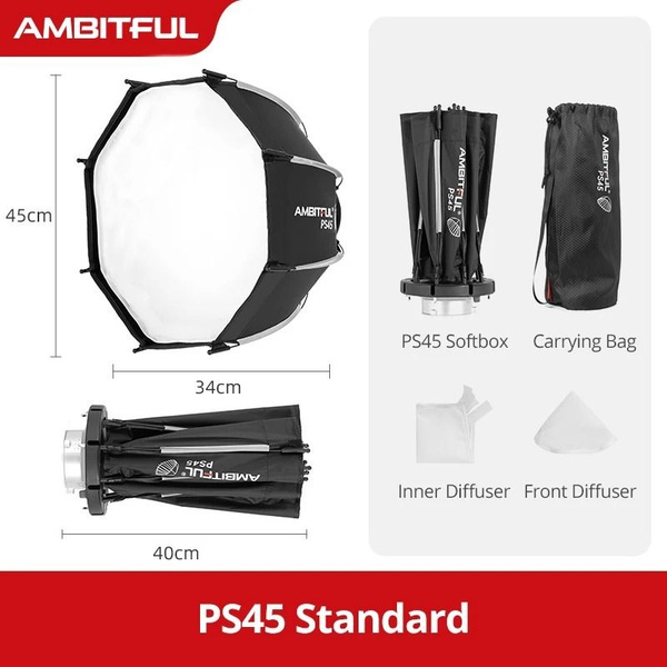AMBITFUL PS45 SE mini Быстроразъемный восьмиугольный софтбокс с ...
