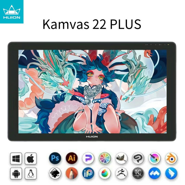Графический экран Huion Kamvas 22 PLUS, Android, Mac OS, 8192 уровня, черный купить c доставкой ...