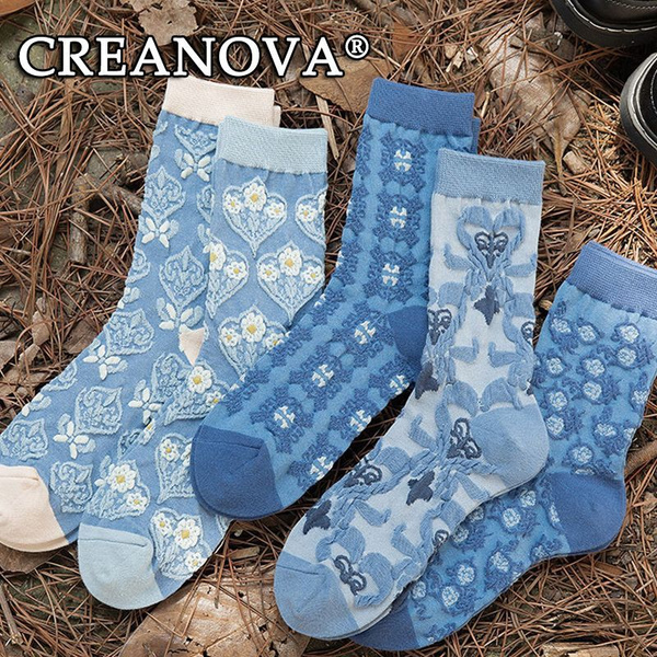 Носки Женский, Мужской CREANOVA, размер F Хлопок На любой сезон сине-серый купить c доставкой на ...