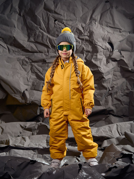 Комбинезон утепленный Девочки, Мальчики BUNGLY, размер 92, рост 86-92 желтый Зима Санки ...