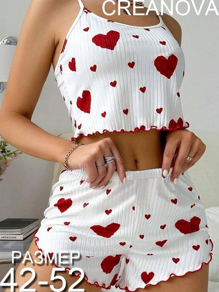 Пижама Женский CREANOVA Полиэстер, размер 50 красный Без рукавов купить c доставкой на OZON по ...