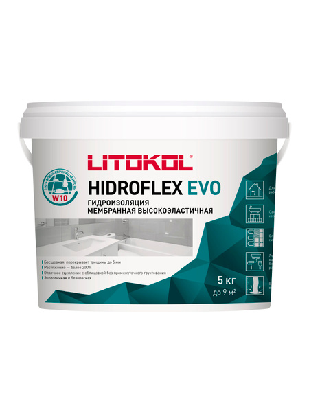 Гидроизоляция готовая полимерная Мастика Литокол LITOKOL Гидрофлекс HIDROFLEX EVO, 5 кг купить ...