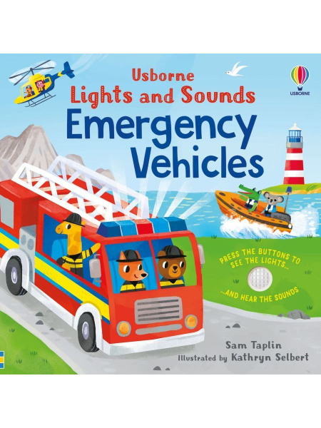 Usborne Lights and Sounds Emergency Vehicles интерактивная детская ...