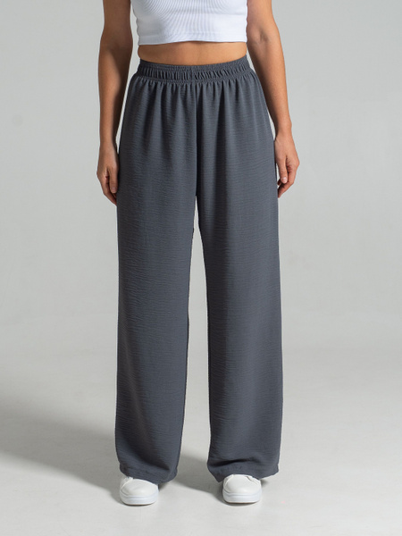 Брюки Женский Nana Perin графит Вискоза Повседневный, размер 54 Резинка прямой На любой сезон ...