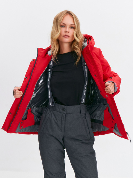 Комплект верхней одежды Женский Avese капюшон Зима, размер 50 Повседневный красный, темно-серый ...