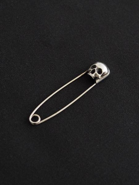 Булавка с черепом Skull Safety Pin Steel (брошь, английская, пин ...