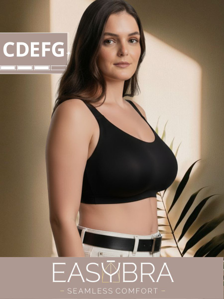 Бюстгальтер Женский EASY BRA без косточек, высокая закрытая чашка, размер 70E, 75C черный ...