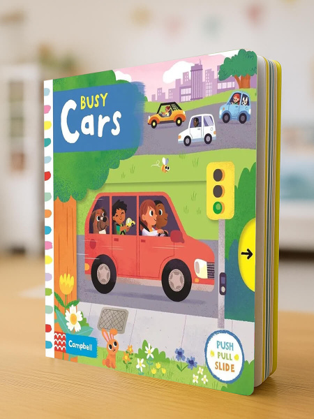 Busy Cars A Push, Pull, Slide Book интерактивная книга на английском ...