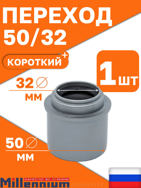 Переход 50x32 мм для внутренней канализации Millennium купить на OZON ...