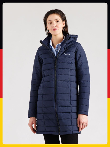Пальто Женский Pepe Jeans темно-синий, размер 42, 44 Демисезон купить c ...