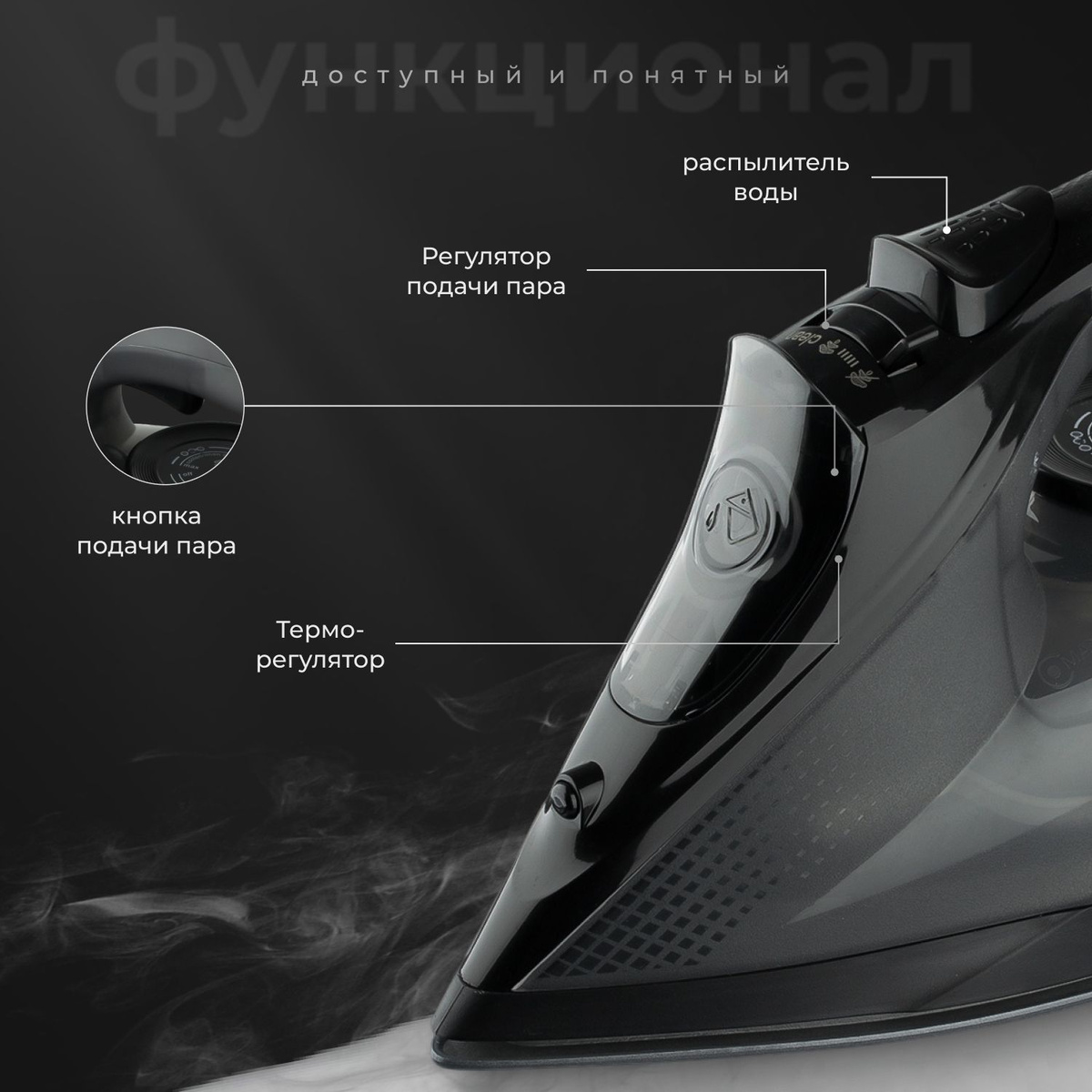 Утюг для одежды с отпаривателем и функцией самоочистки и автоотключением "Spawnson", 4100 Вт ...