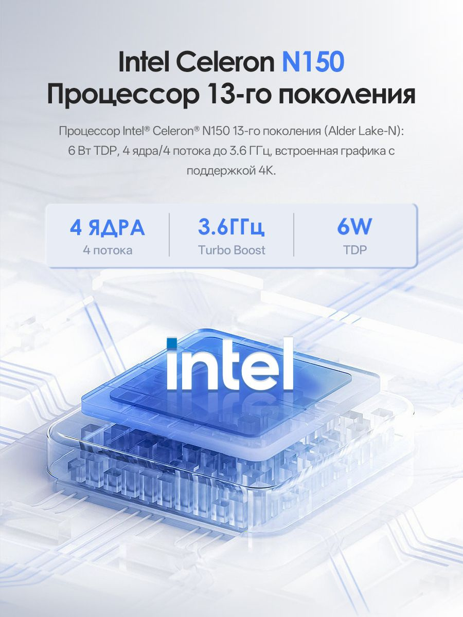 MINIHYPER Мини-ПК N15---3 (Intel N150, RAM 16 ГБ, SSD 1024 ГБ, Intel ...