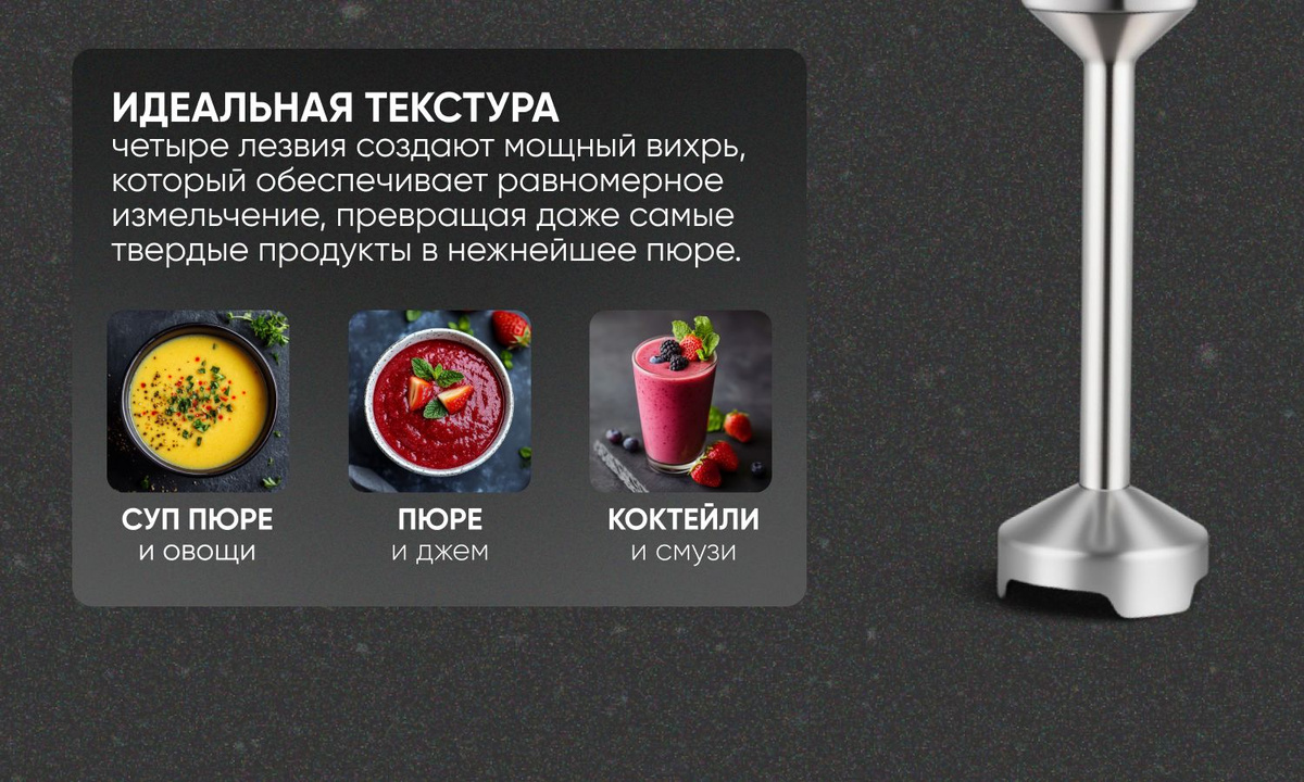 VELIRON Погружной блендер пюре, черно-серый, черный купить на OZON по ...