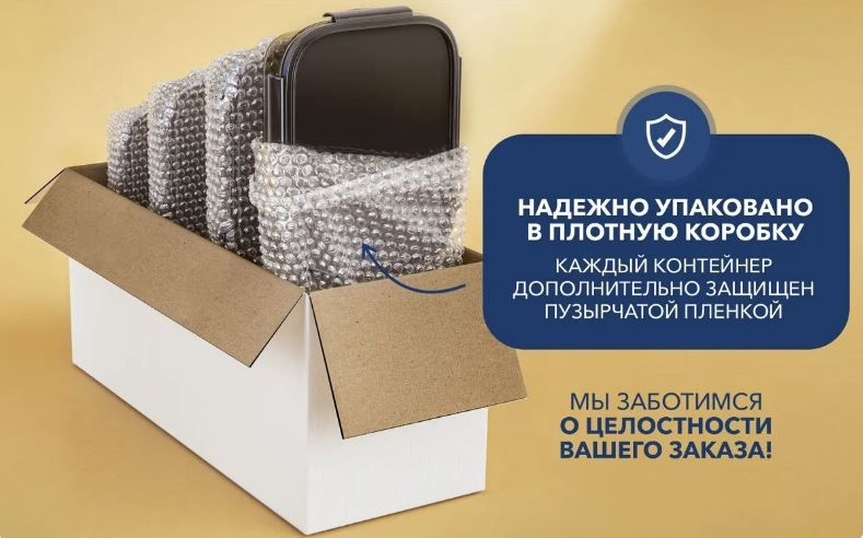 Контейнер для еды стеклянный, набор 3 шт, LockSar купить на OZON по ...