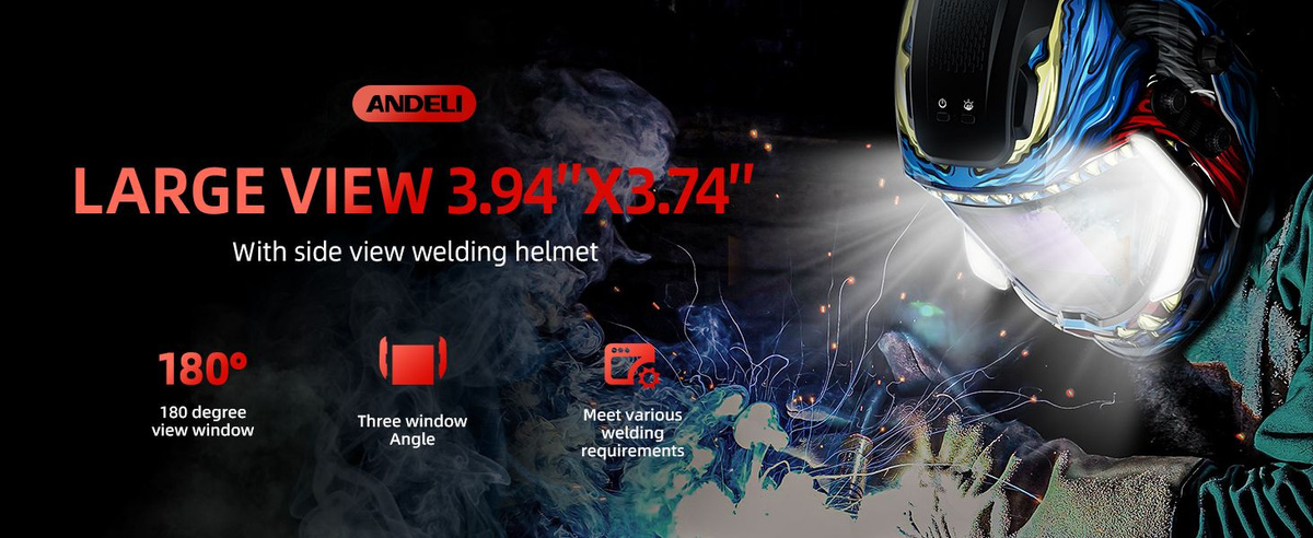 Маска сварочная хамелеон ANDELI MOON LED модель экран большой, а цвета реалистичные, Длительное ...