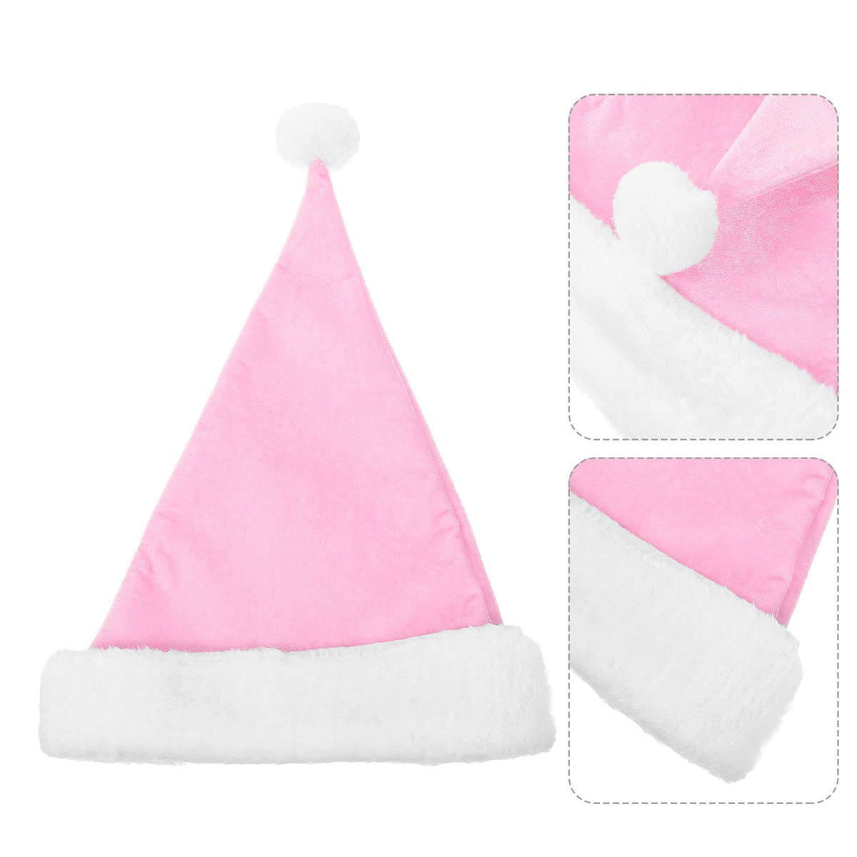 Розовая плюшевая новогодняя шапка деда мороза для декора мероприятий ...