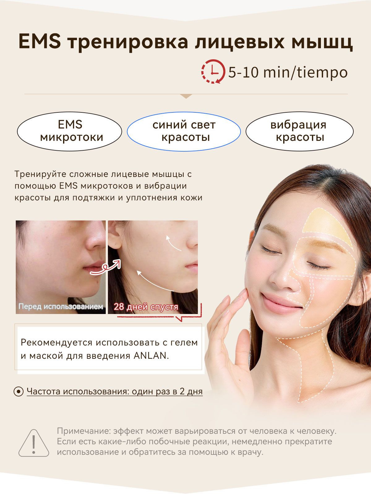 ANLAN,9 в 1 Массажер для лица электрический,RF лифтинг, EMS токи,хромотерапия купить на OZON по ...