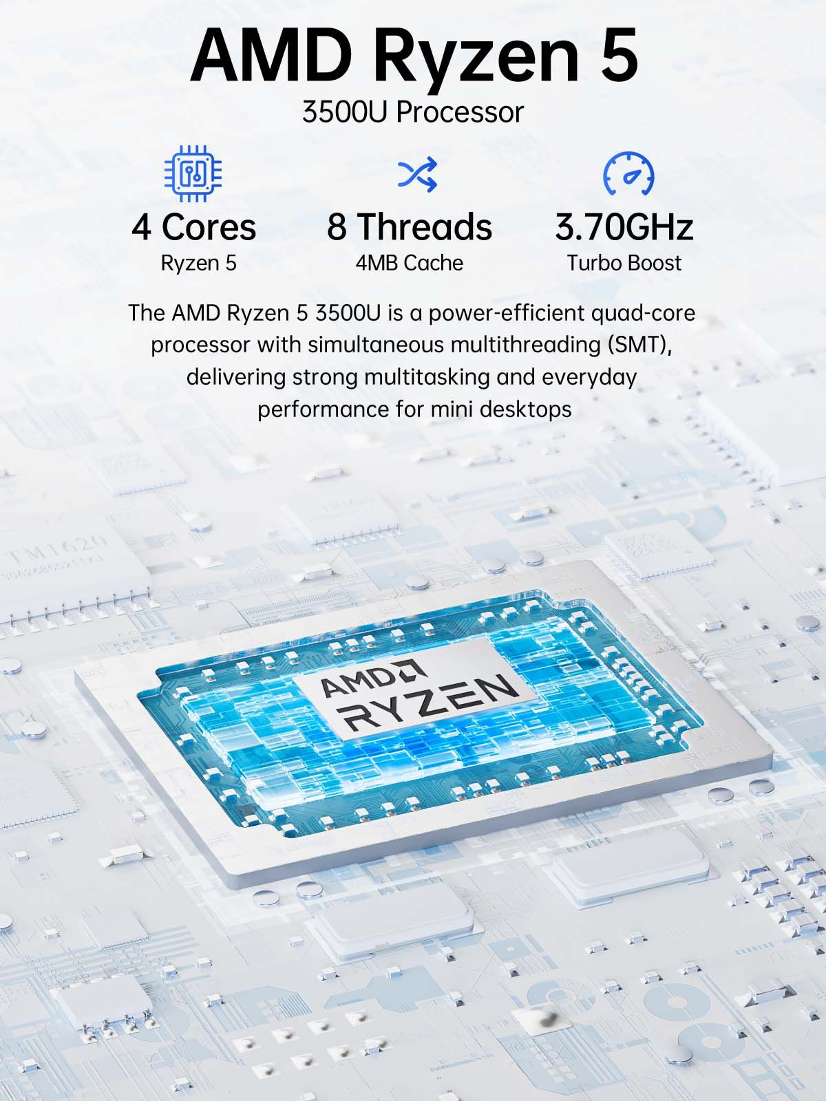 GMKtec Мини-ПК (AMD Ryzen 5 3500U, RAM 16 ГБ, SSD 500 ГБ, AMD Radeon ...