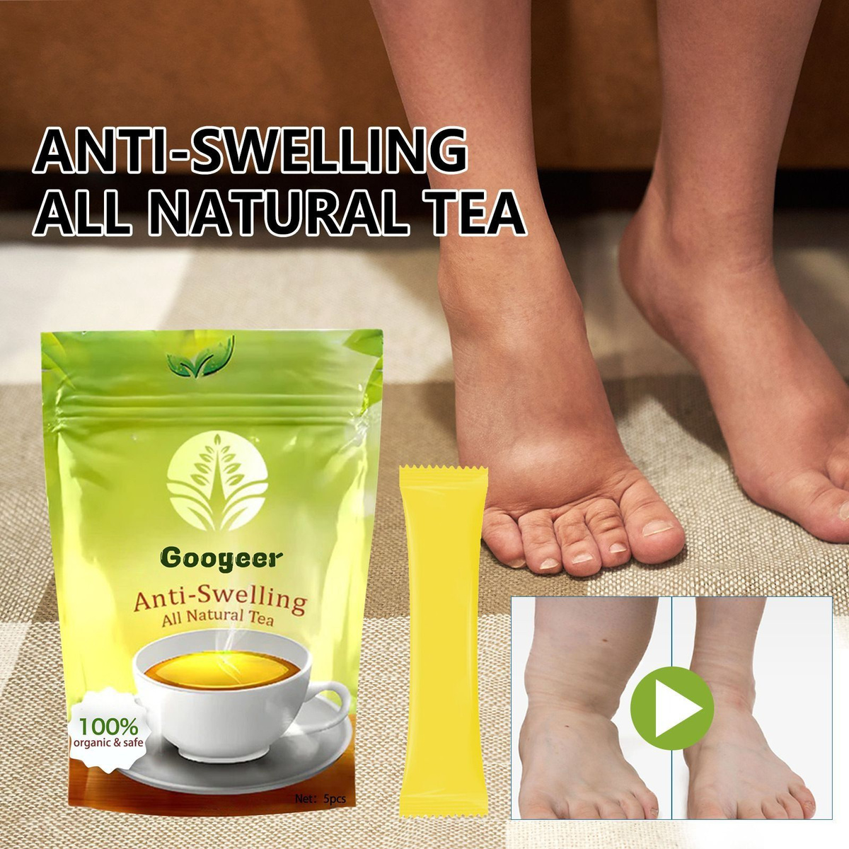 Googeer Anti-Swelling All Natural Tea 100% органический лимфодренажный ...