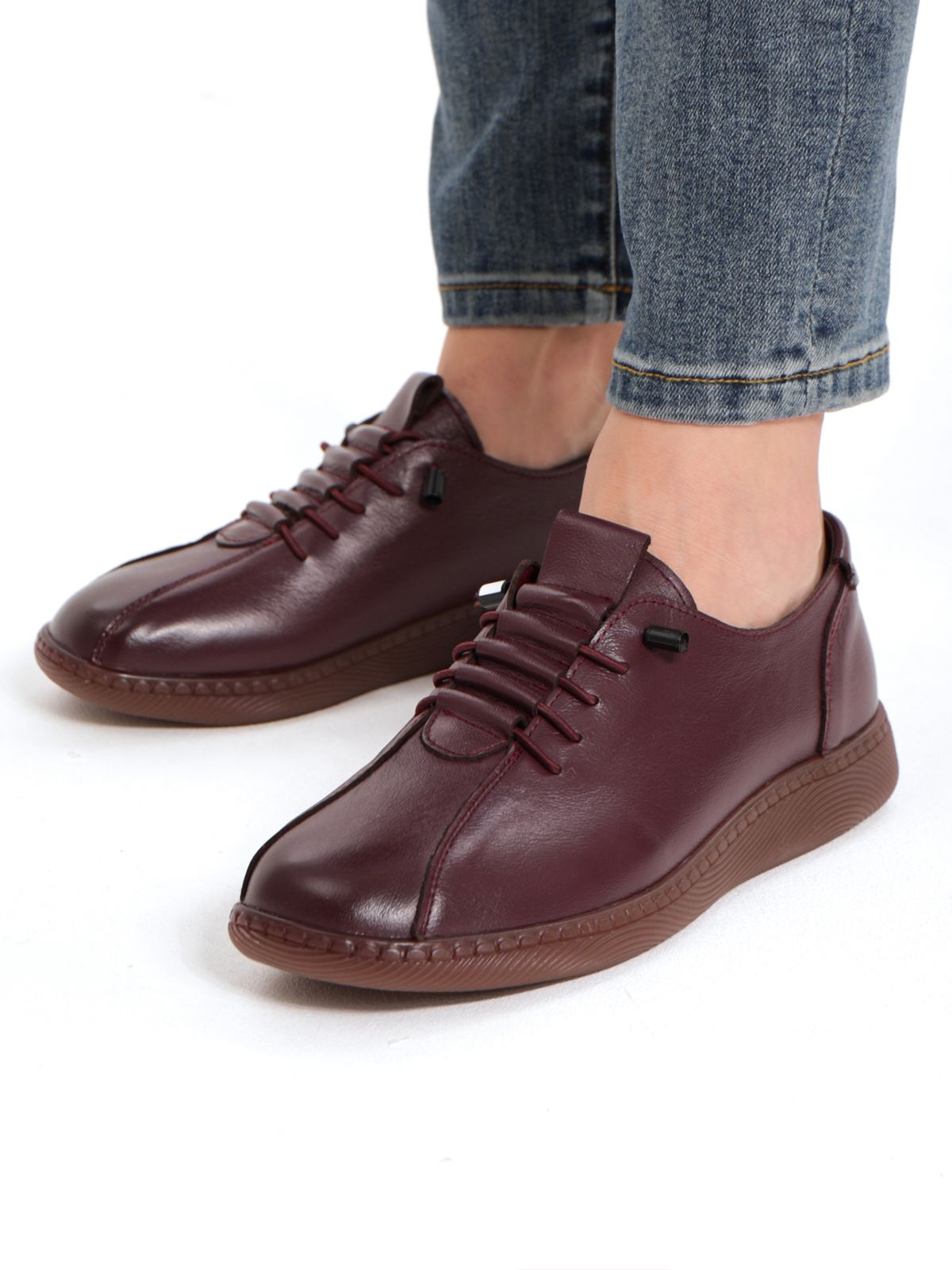 Туфли Женский Covani Натуральная кожа, размер 36 Без каблука 8 слиперы Россия Шнурки Круглый нос ...