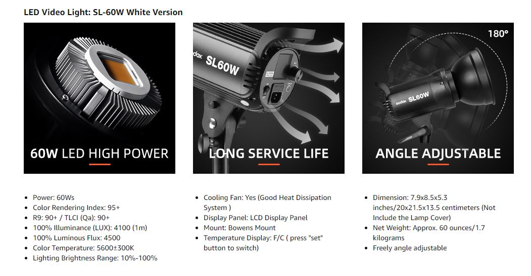 Осветитель светодиодный Godox SL60W - купить с доставкой по выгодным ...
