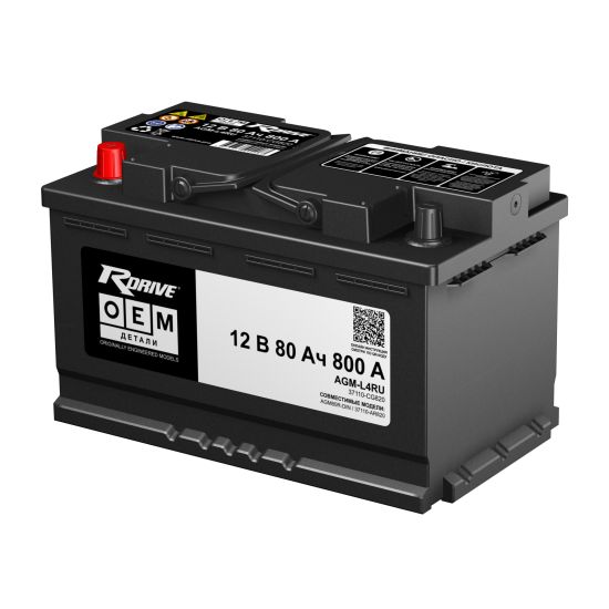 Аккумулятор RDRIVE AGM 37110-CG820 12В 80Ач 800Ач 315х175х190 мм ...